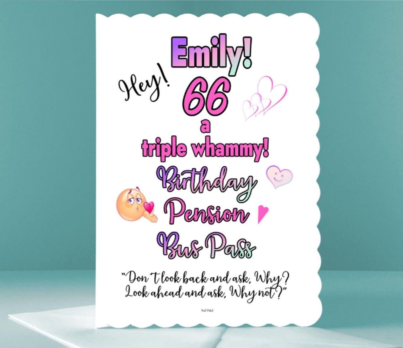 Personalised Handmade 66th Birthday Card - New Pensioner Celebration ...