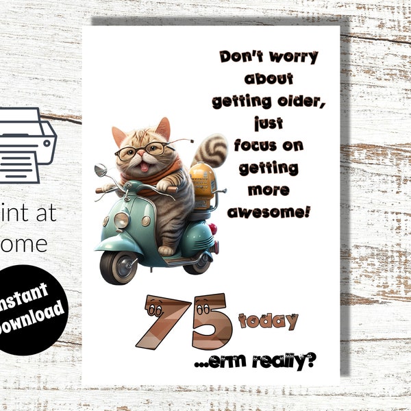 75th Birthday Printable Card - Etsy