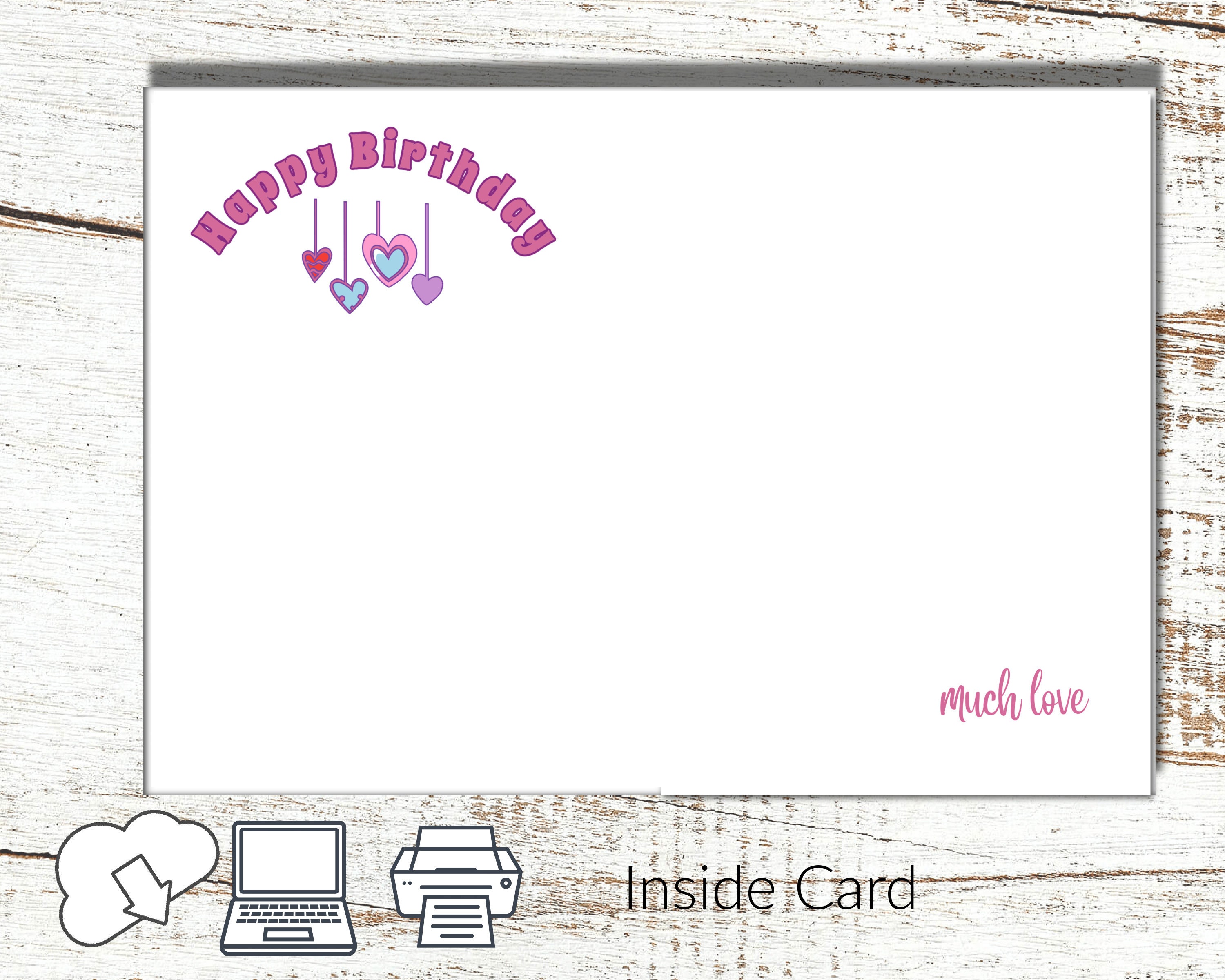 Instant Download and Print at Home Pink 8th Birthday Digital Card for ...