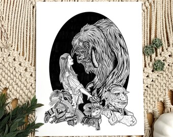 LABYRINTH LINOCUT PRINT, Pre Order, Labyrinth, David Bowie, Jim Henson ...