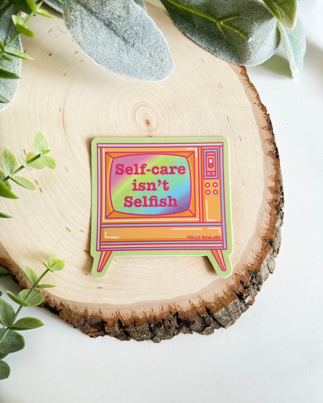 Self Care Isn't Selfish Sticker: Vintage TV Decal - Etsy