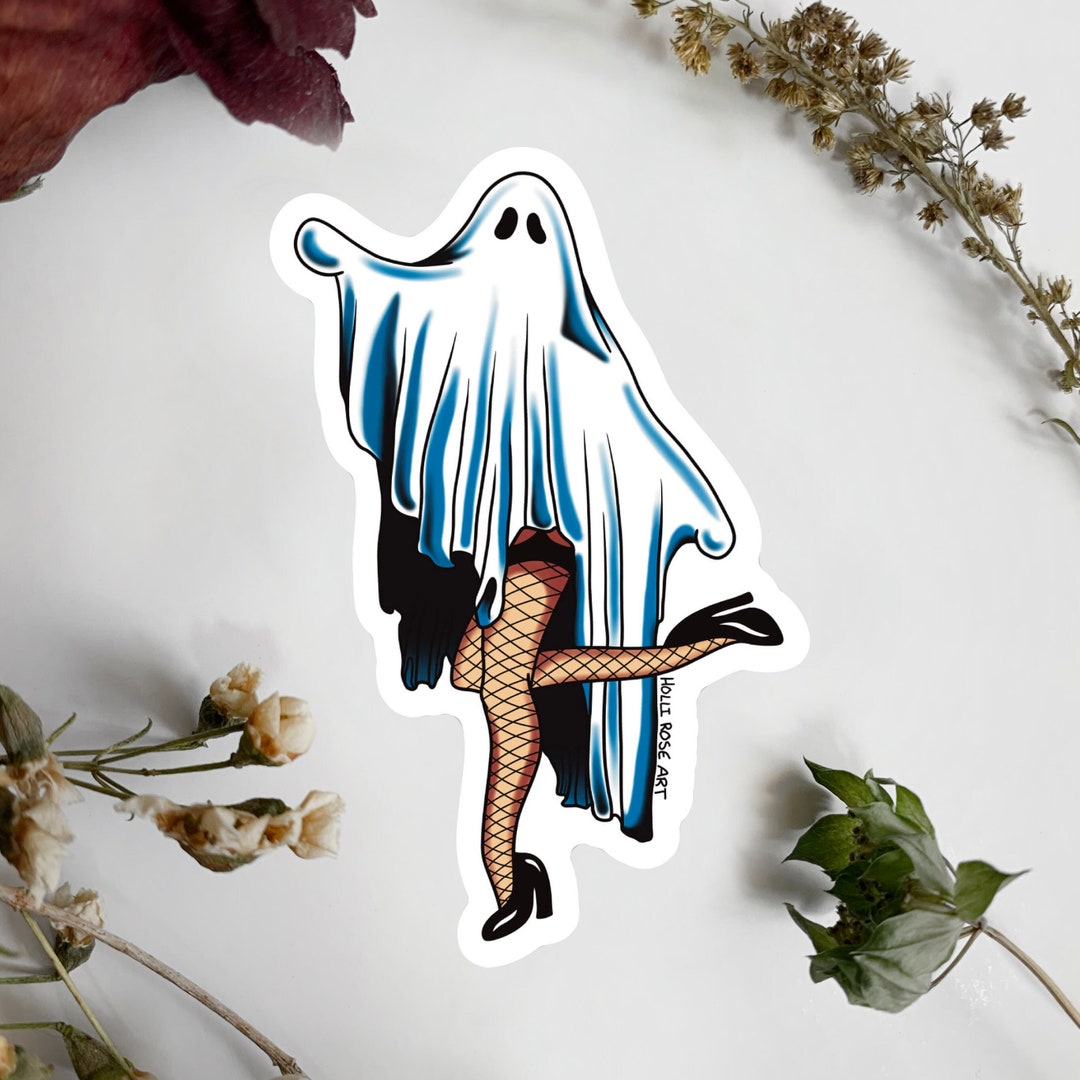Ghost Pinup Girl Sticker, American Traditional Ghost Sticker, Vinyl ...