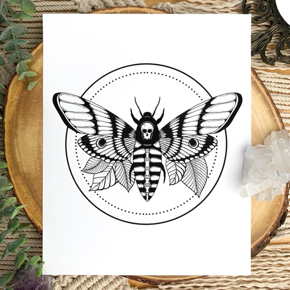 Death Moth Art Gothic Artwork Moth Wall Art Moth Decor | Etsy
