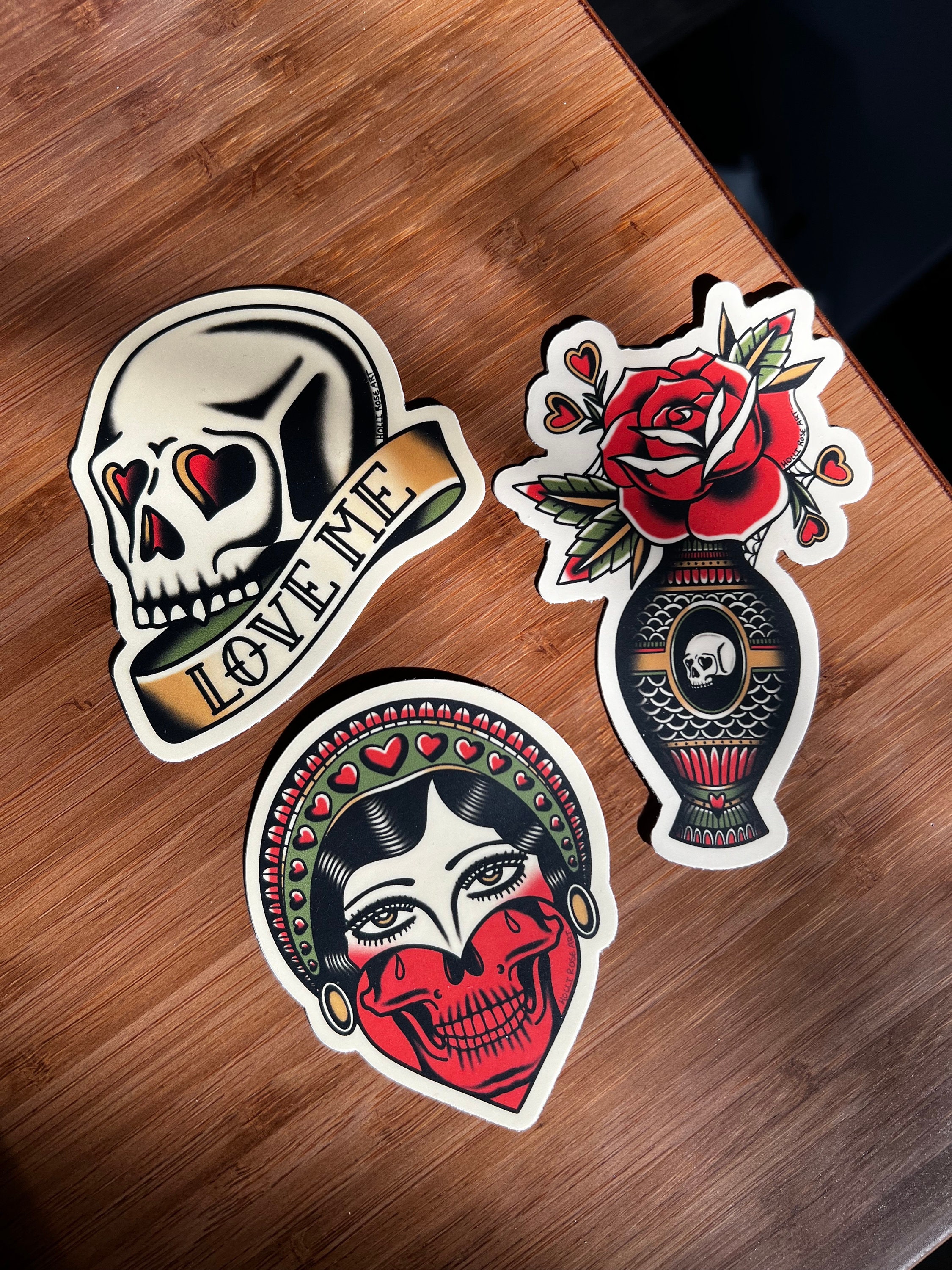 American Traditional Tattoo Sticker, Skull Heart Decal, Tattoo Gifts - Etsy