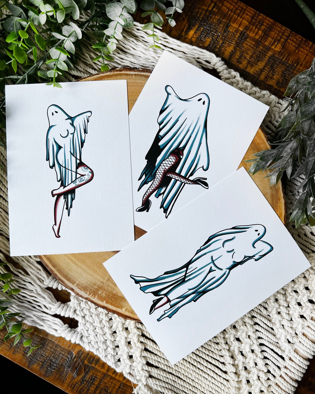 American Traditional Pinup Ghosts Art Prints, Pinup Ghouls Art, Tattoo ...