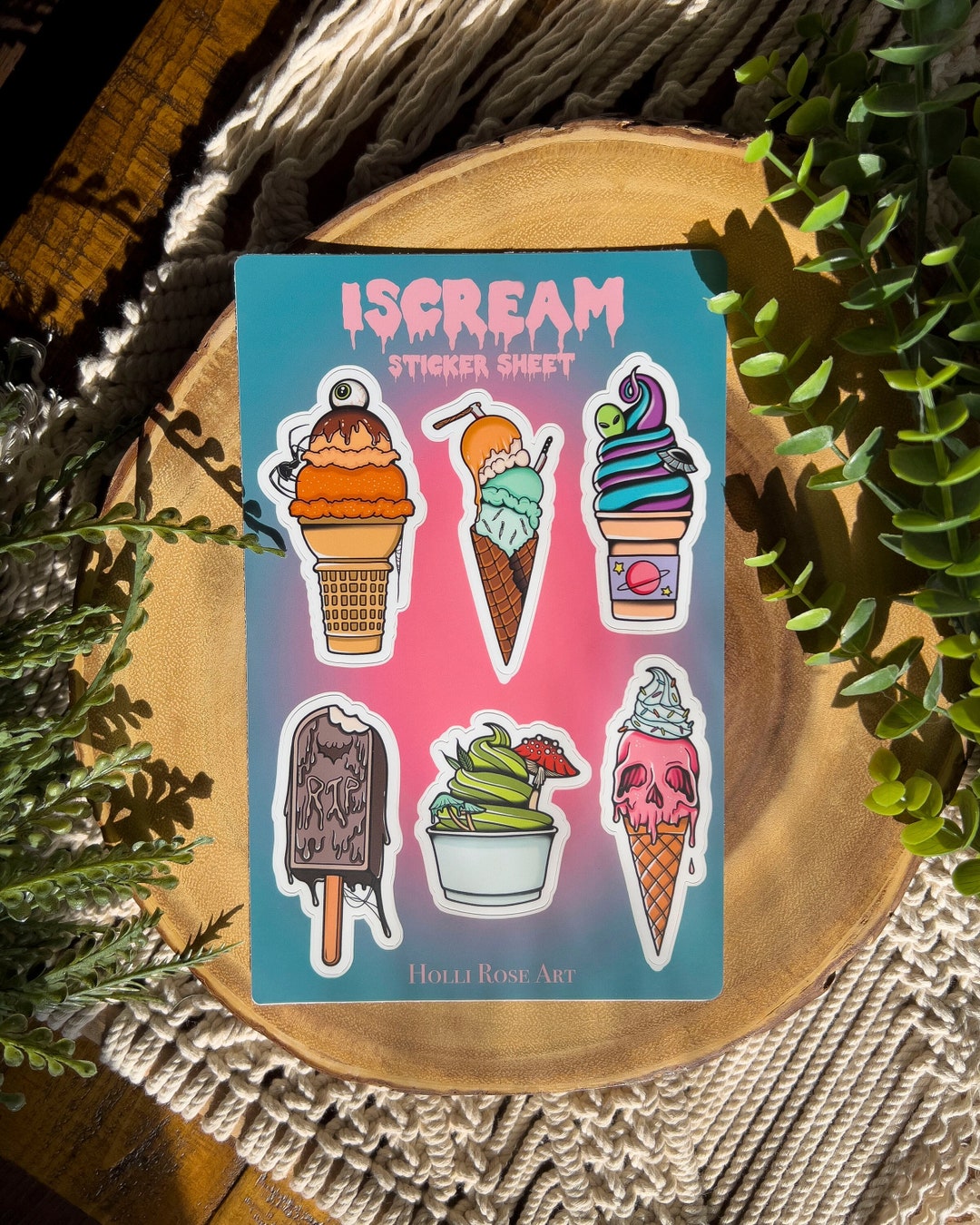 Spook Ice Cream Sticker Sheet, Ice Cream Sticker Art, Waterproof Vinyl ...