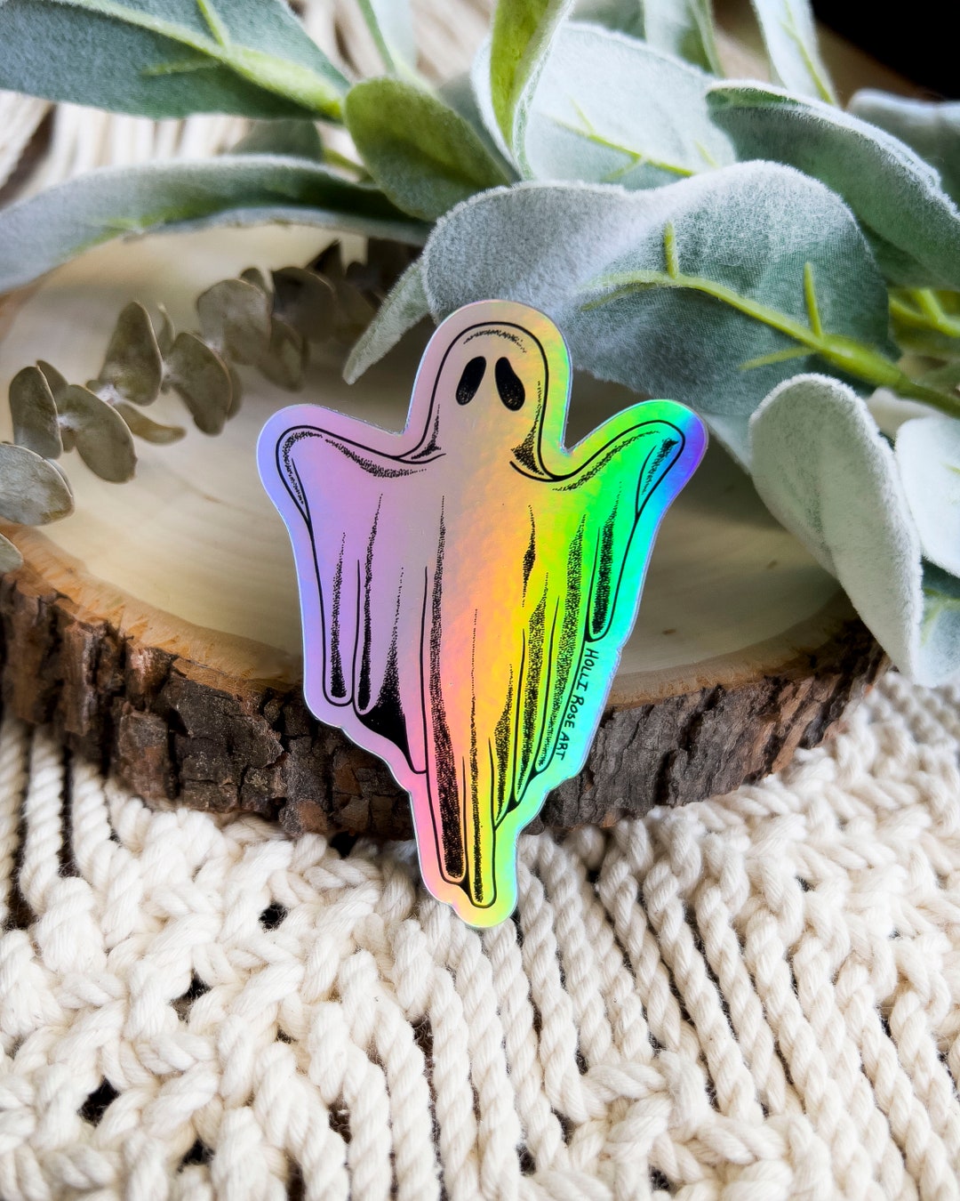 Halloween Sticker Ghost Art Sticker Holographic Sticker - Etsy