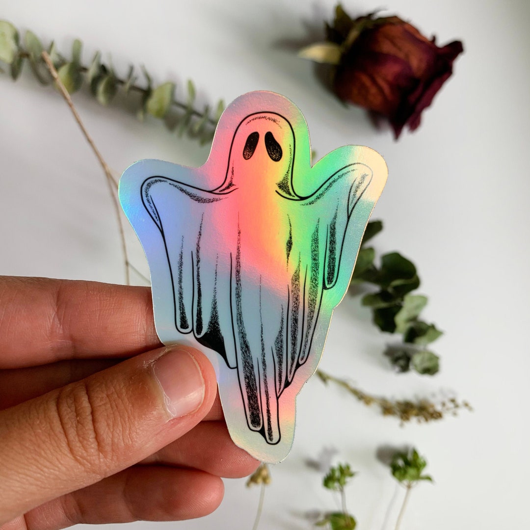 Halloween Sticker Ghost Art Sticker Holographic Sticker - Etsy