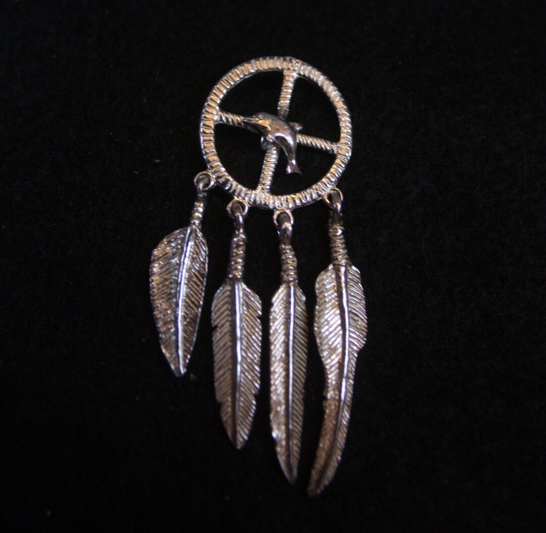 Native American Medicine Wheel With Dolphin - Sterling Silver Pin (or ...
