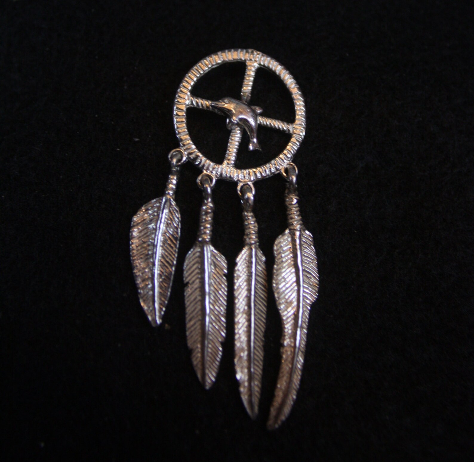 Native American Medicine Wheel With Dolphin - Sterling Silver Pin (or ...
