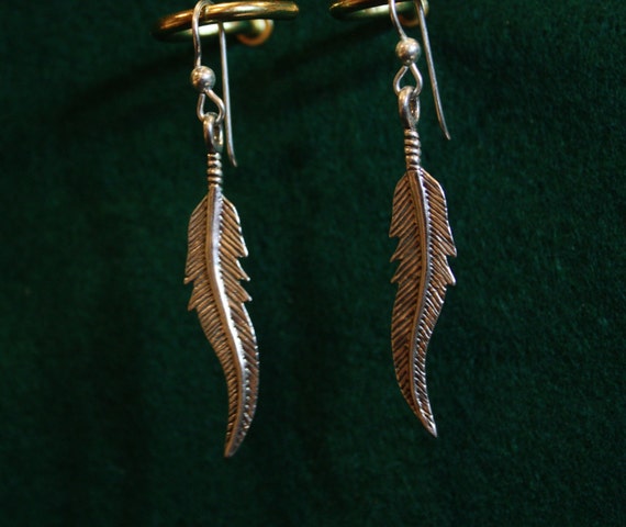 Native American Large Rio Feather Sterling Silver Dangle | Etsy