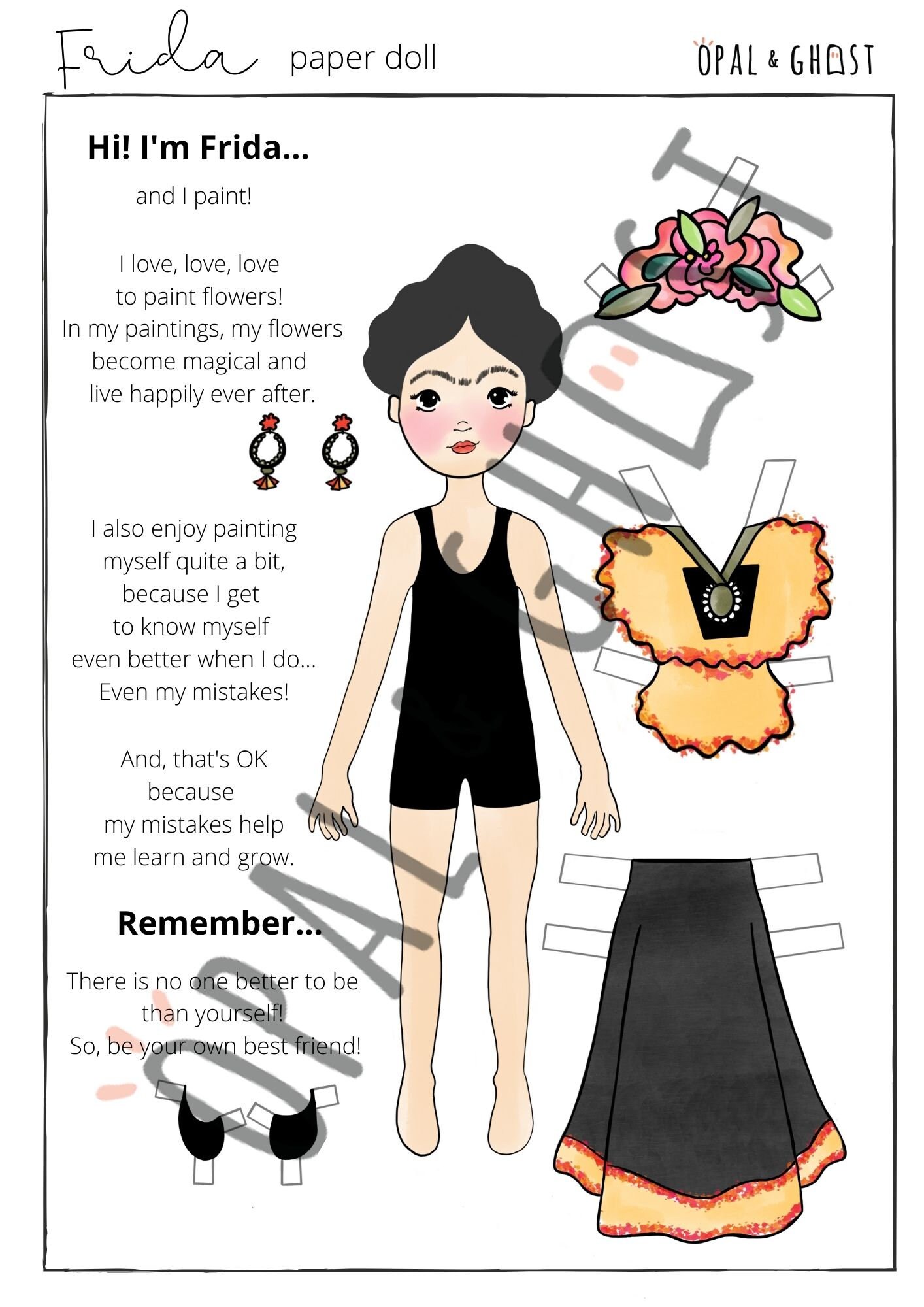 Paper Doll and Coloring Frida Bundle 2 X Digital Creative Sheets, PDF ...