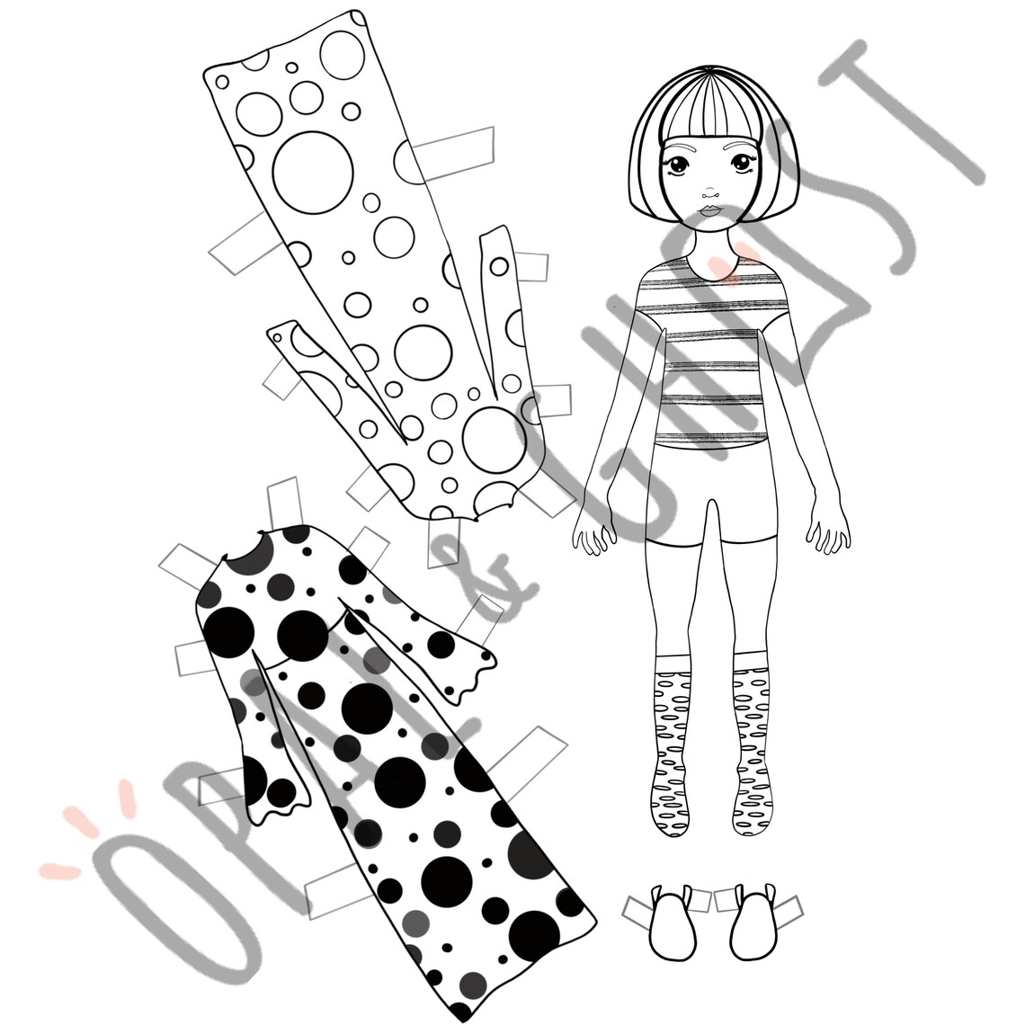 Yayoi Kusama Paper Doll, Yayoi Printable, Birthday Activity, Printable ...