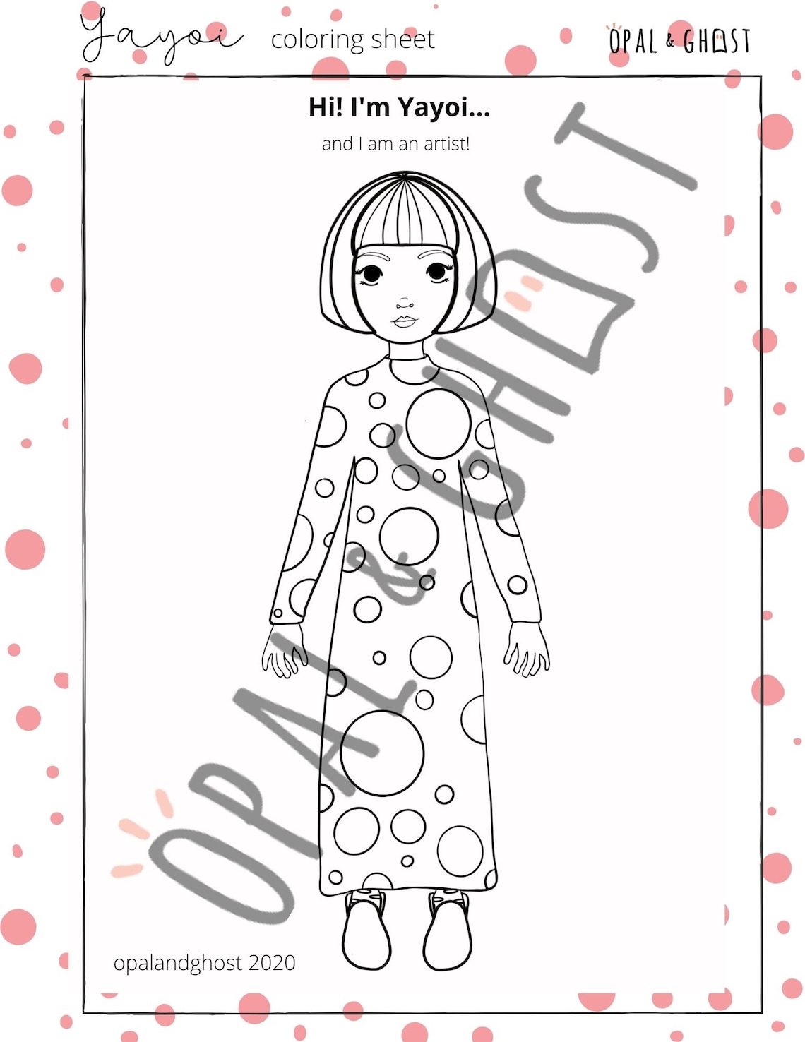 Yayoi Kusama Coloring Sheet, Yayoi Art Activity, Yayoi Digital Download ...