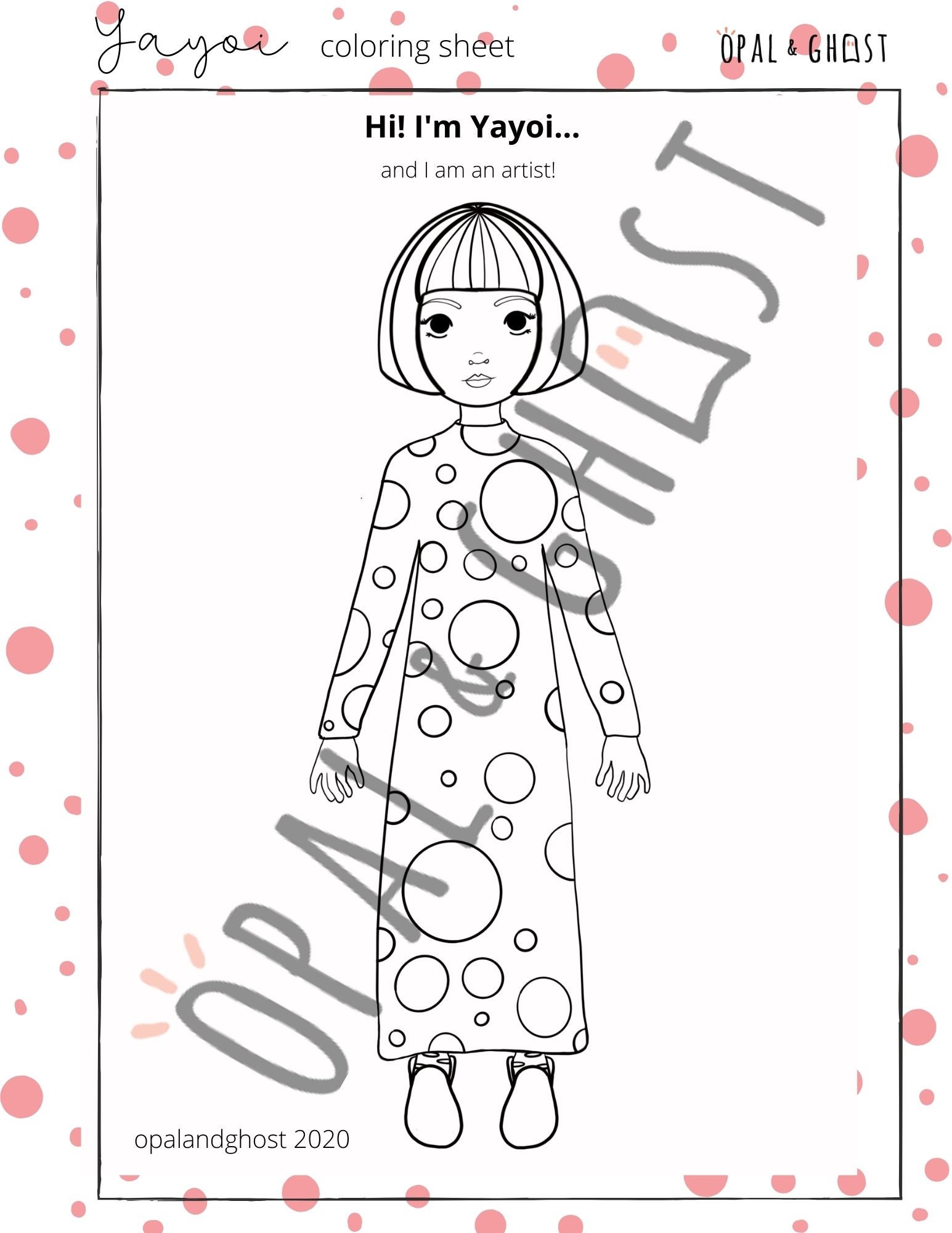 Yayoi Kusama Coloring Sheet, Yayoi Art Activity, Yayoi Digital Download ...