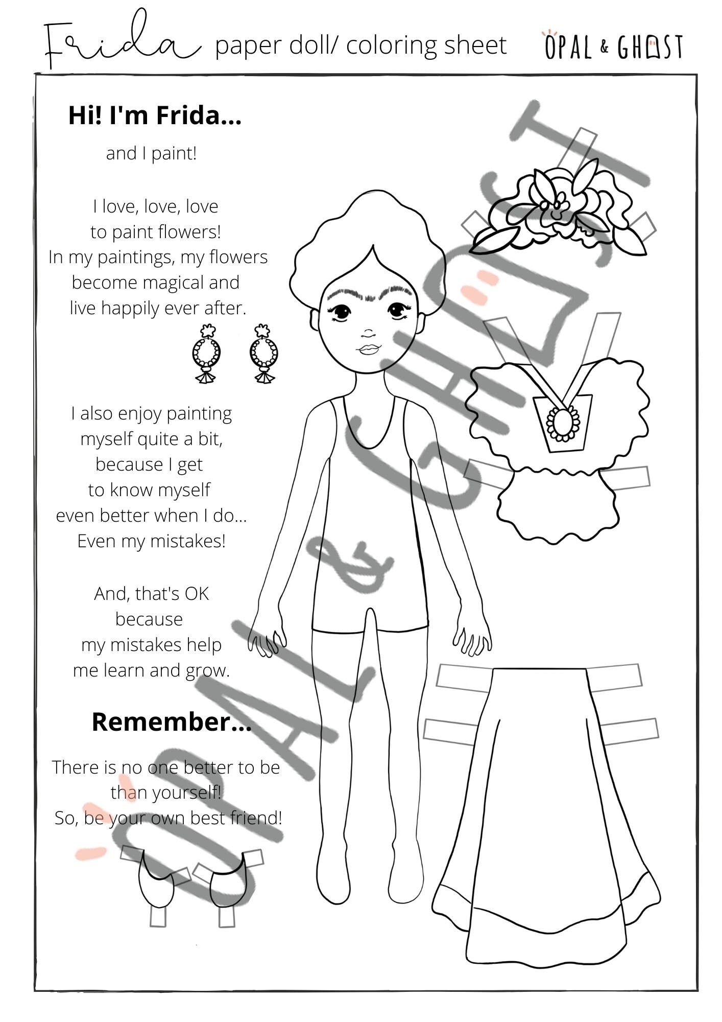 Paper Doll and Coloring Frida Bundle 2 X Digital Creative Sheets, PDF ...