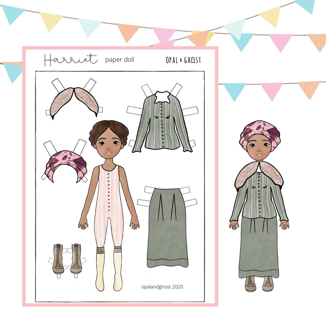 Harriet Tubman Paper Doll, Harriet Tubman Craft, Printable Paper Doll ...