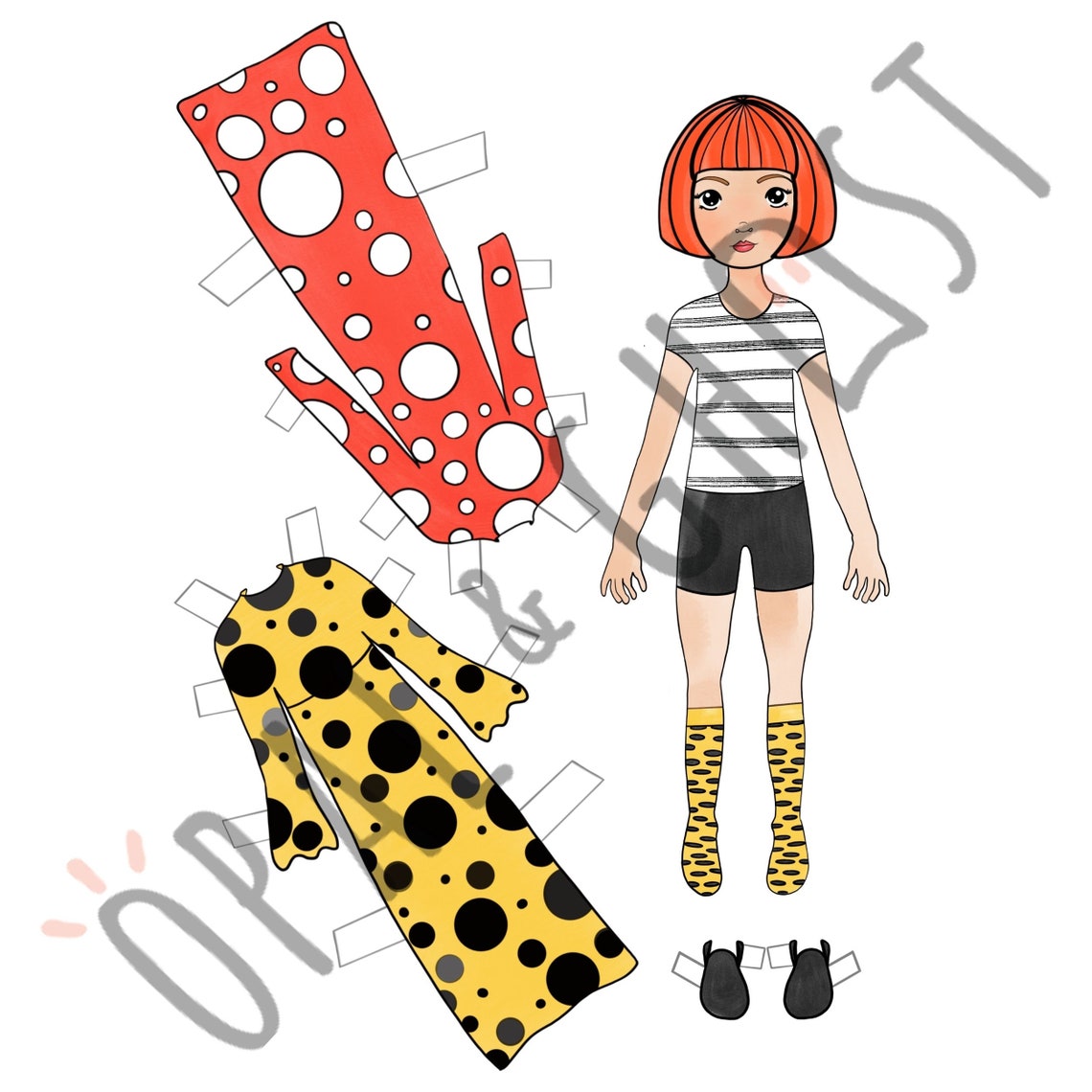 Yayoi Kusama Paper Doll, Printable Yayoi Kusama Activity, Paper Doll ...