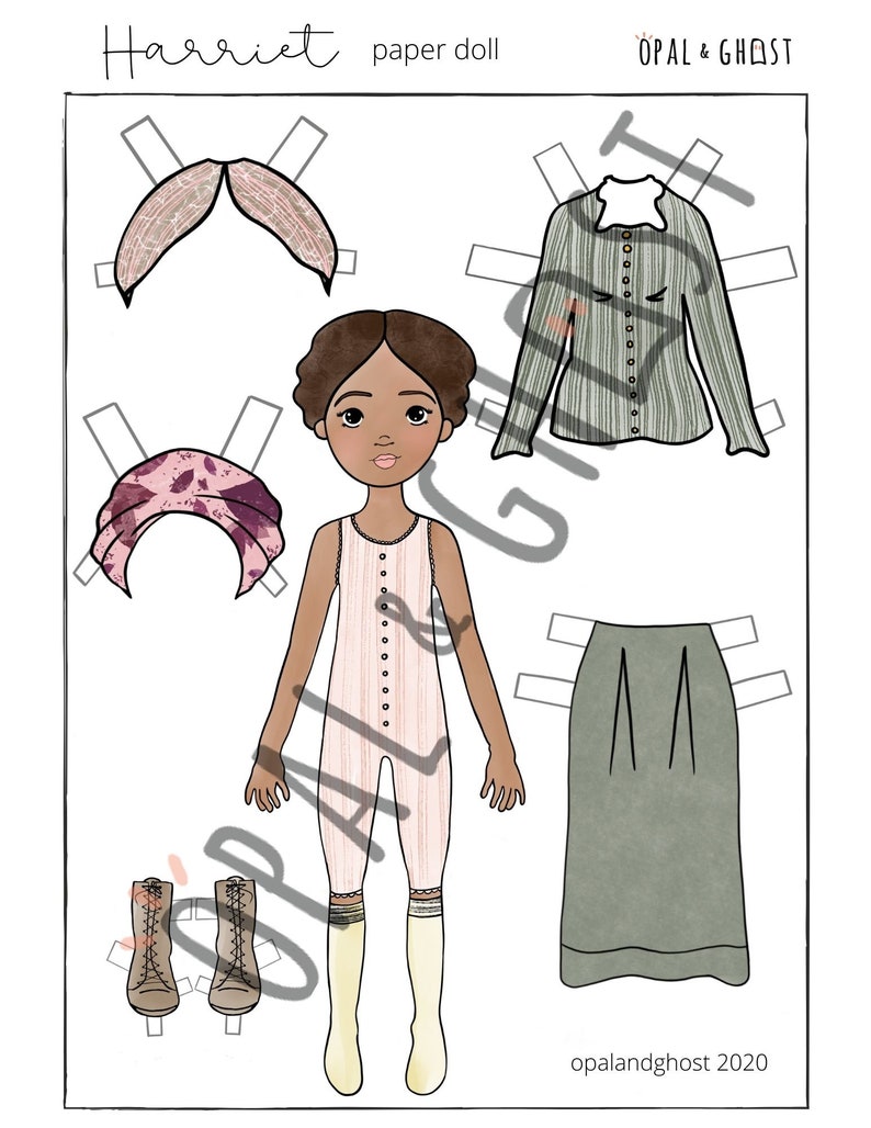 Harriet Tubman Paper Doll, Harriet Tubman Craft, Printable Paper Doll ...