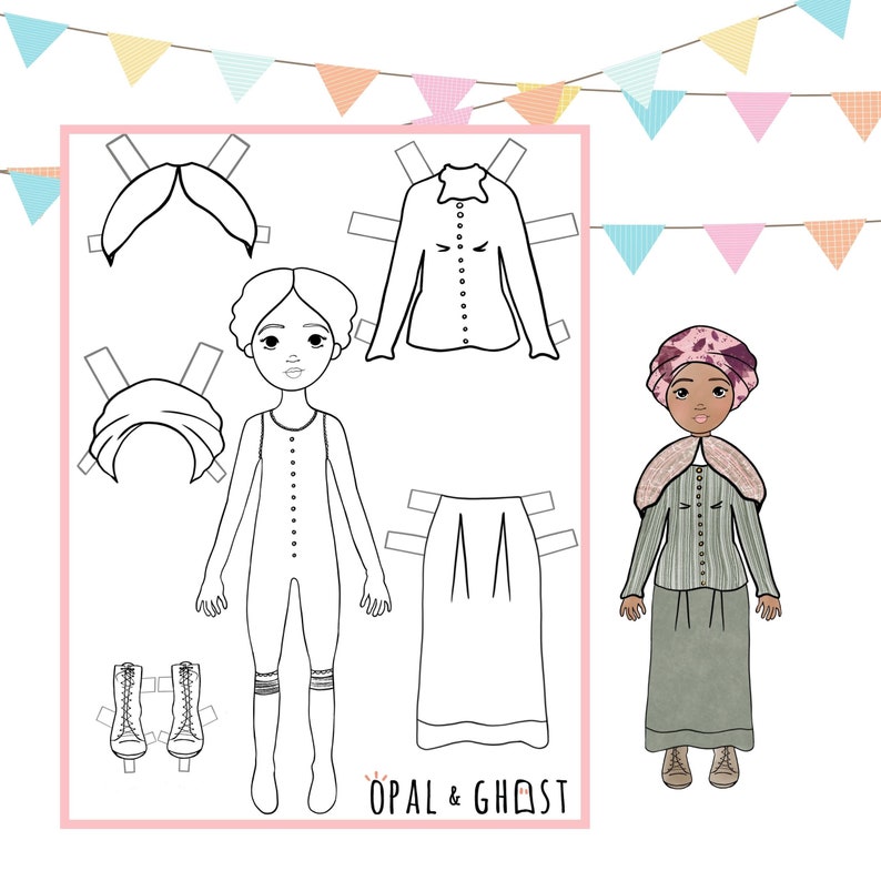 Harriet Tubman Paper Doll, Harriet Tubman Coloring Page, Harriet Tubman ...