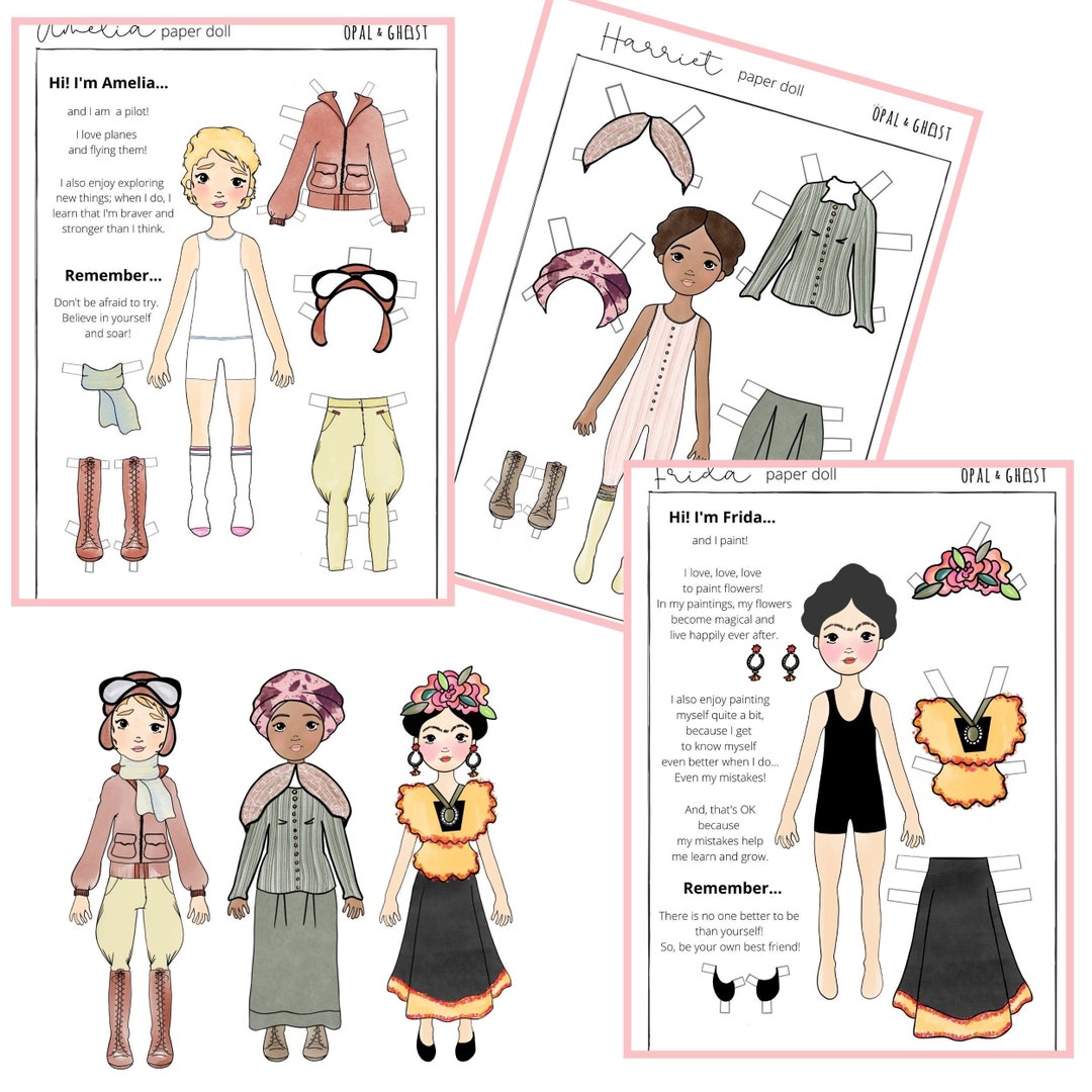 Women's History Month Paper Doll Bundle: Harriet Tubman, Frida Kahlo ...