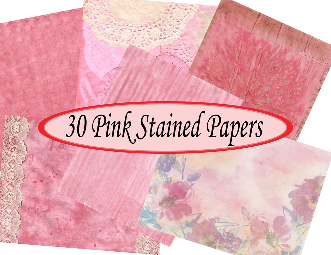 30 Pink Pages, Grunge, Pink Stained Pages, Tea Stained, Printable, Junk ...