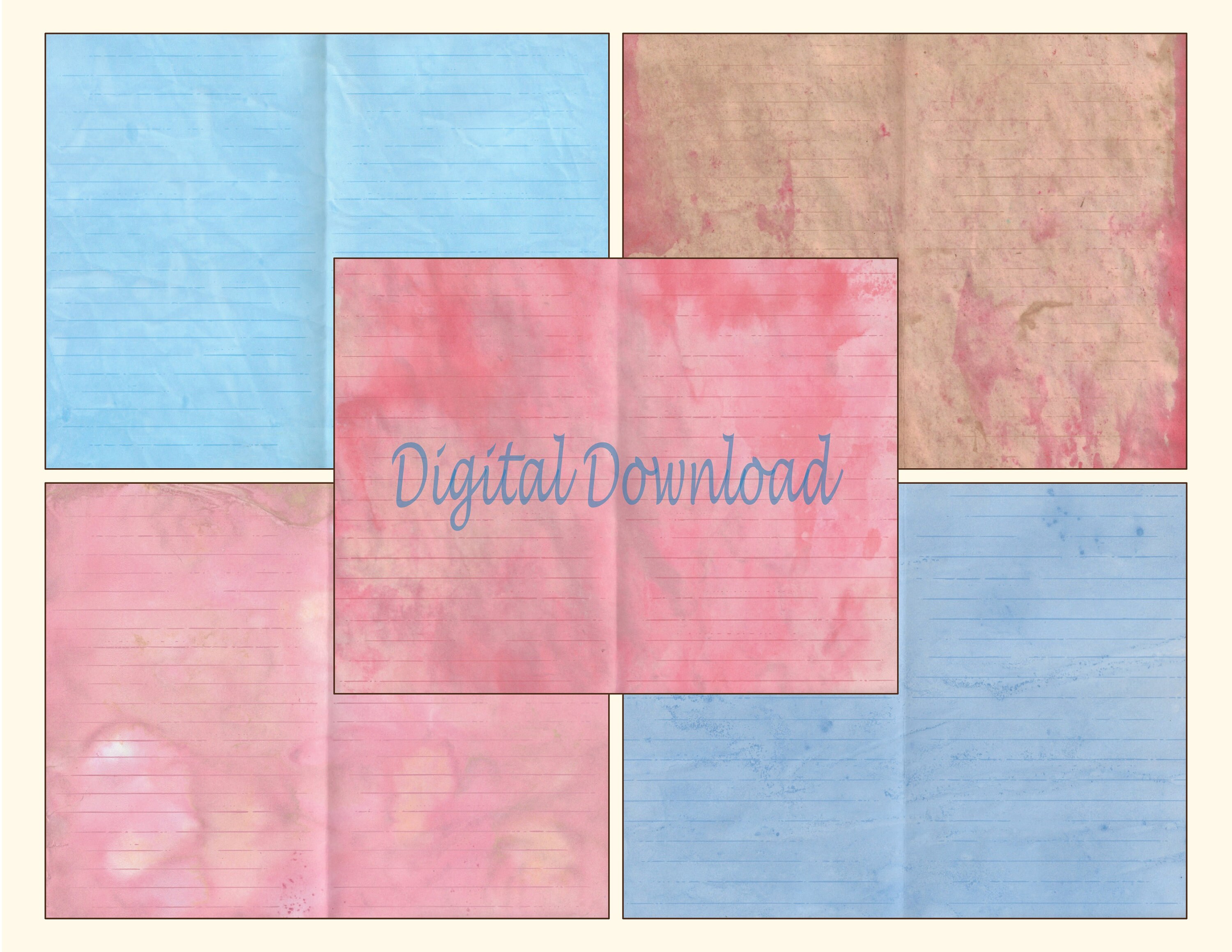 25 Lined Colored Pages, Coffee Stained Lined Paper, Lined Background ...