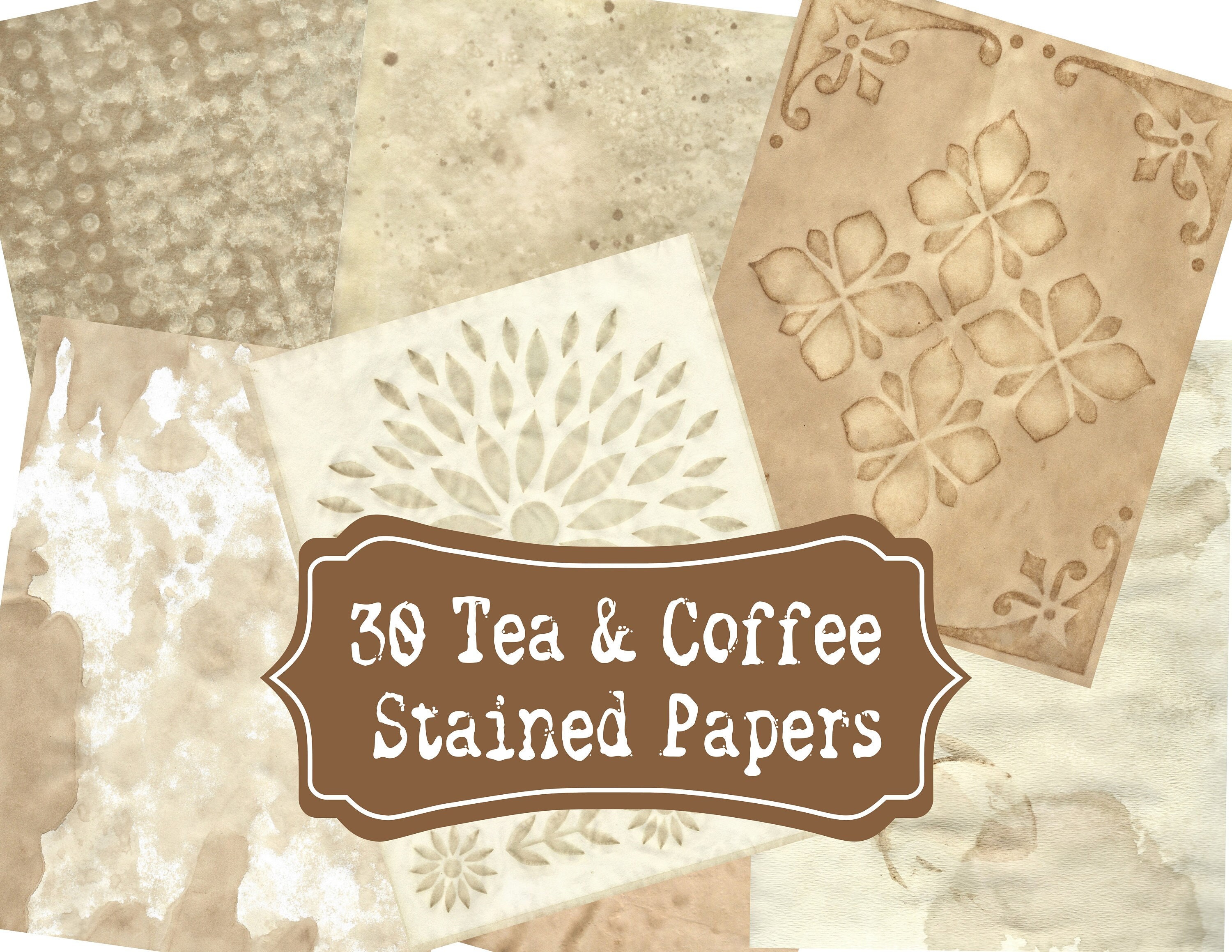 Tea & Coffee Stained Digital Papers Dyed Backgrounds Aged - Etsy