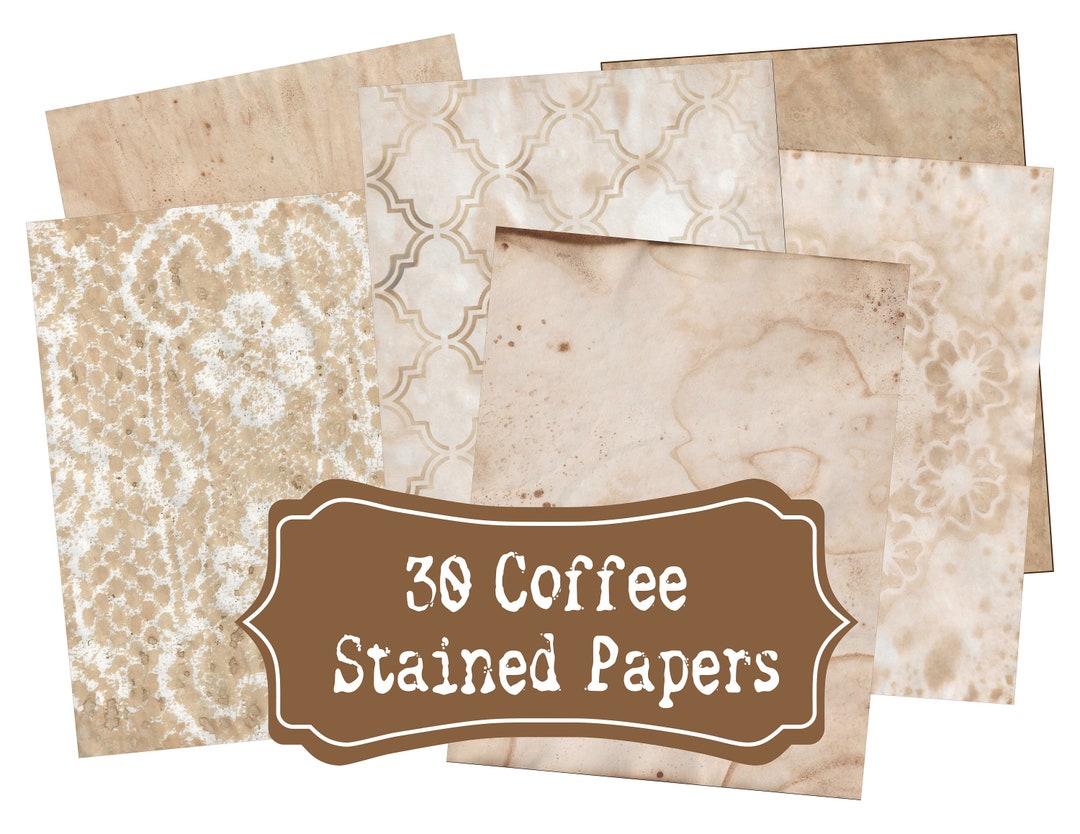 Coffee Stained Digital Papers, Dyed Backgrounds, Aged, Vintage, Junk ...