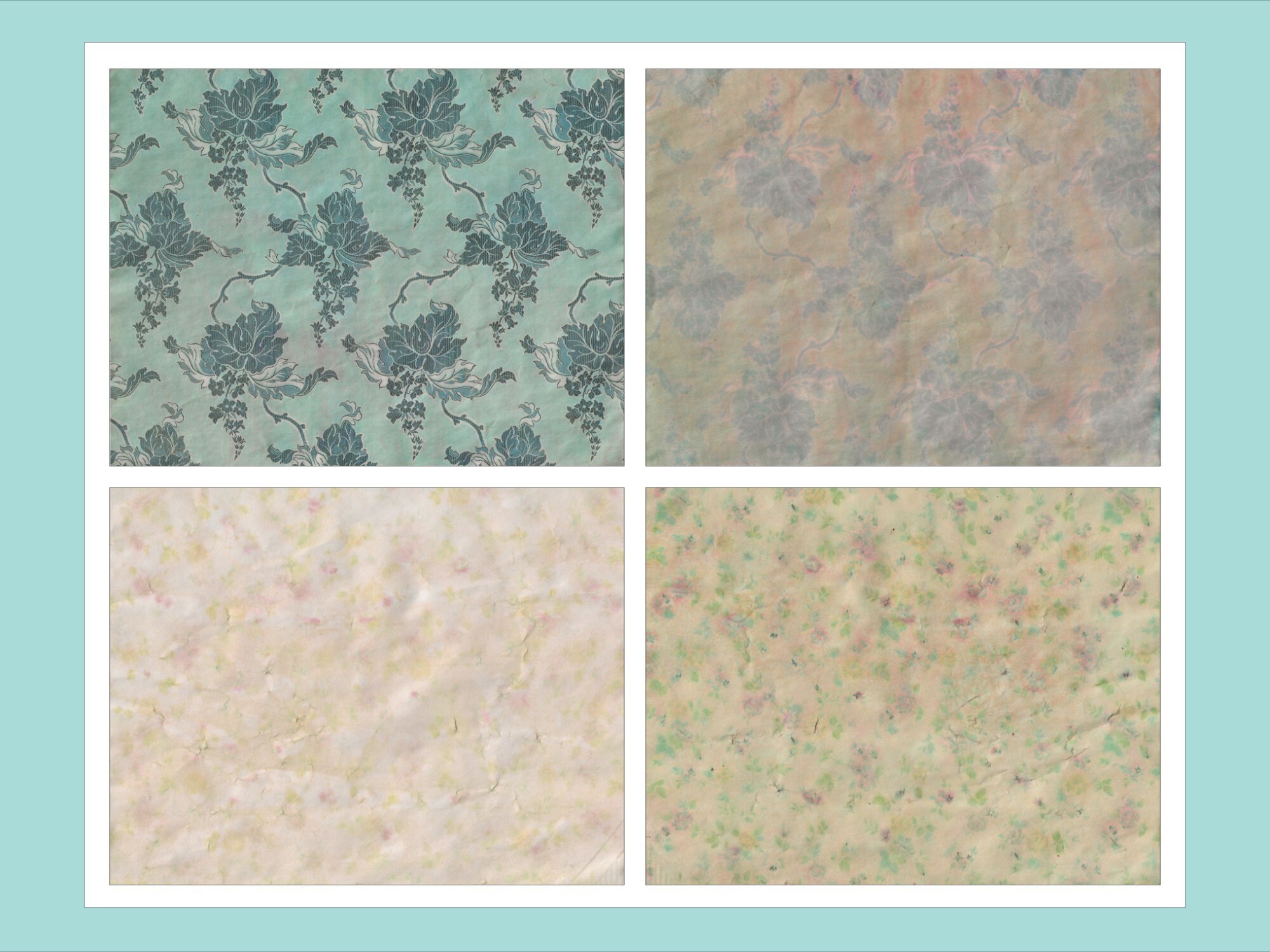 Tea Stained Vintage Floral Wallpaper, Scrapbook Pages (digital Download ...