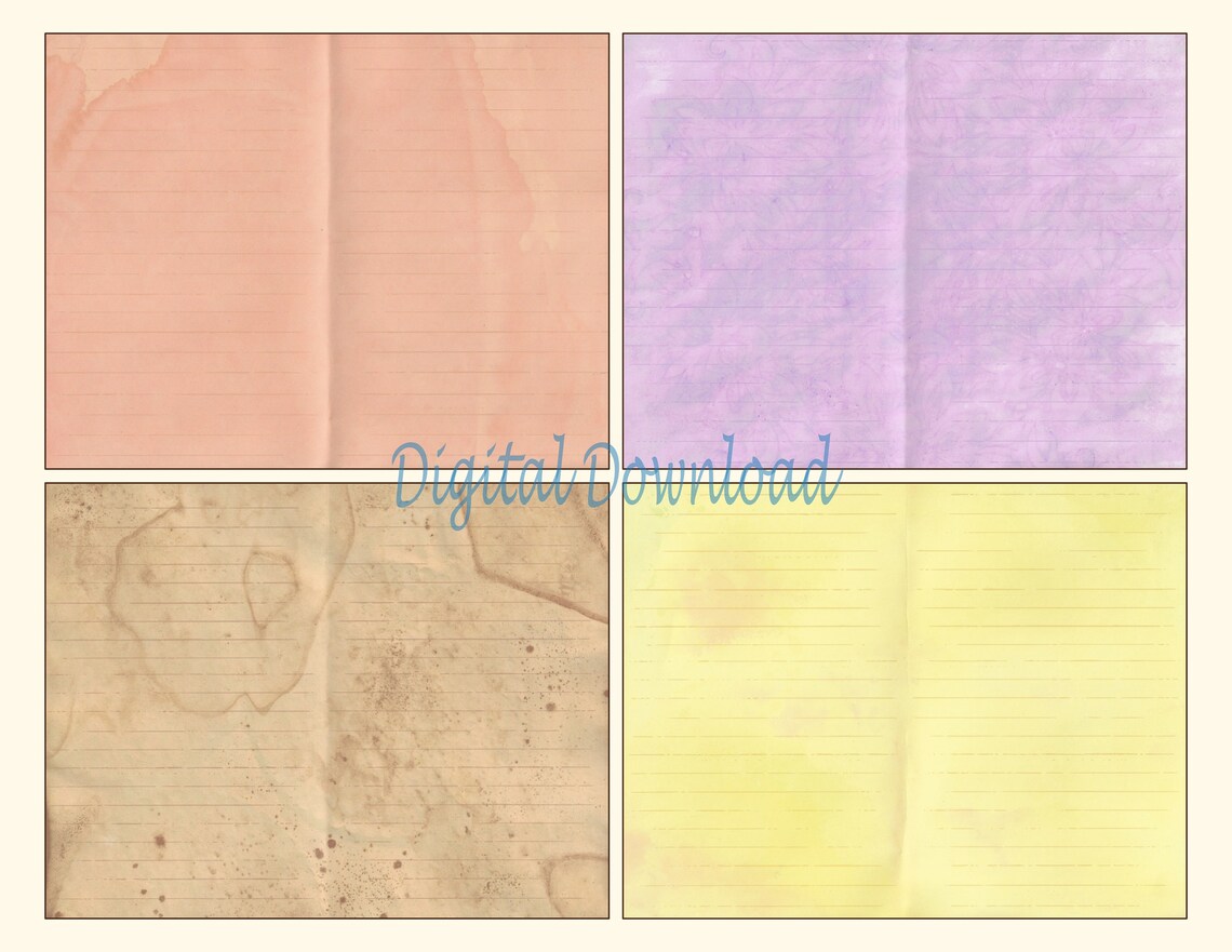 25 Lined Colored Pages, Coffee Stained Lined Paper, Lined Background ...