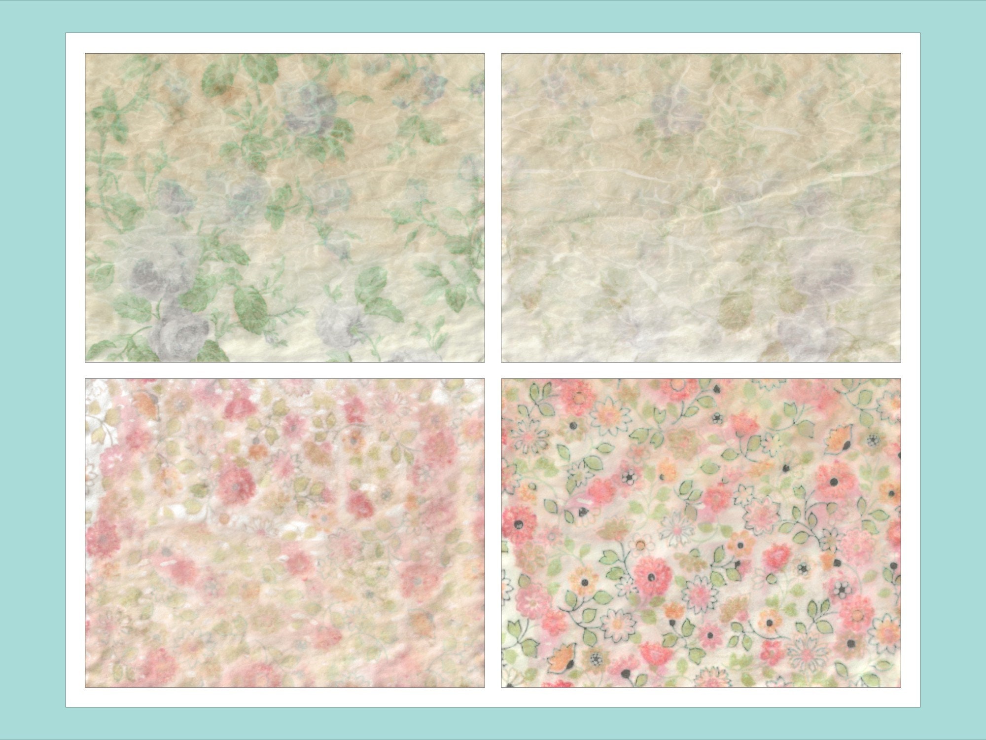 Tea Stained Vintage Floral Wallpaper, Scrapbook Journal Pages (digital ...