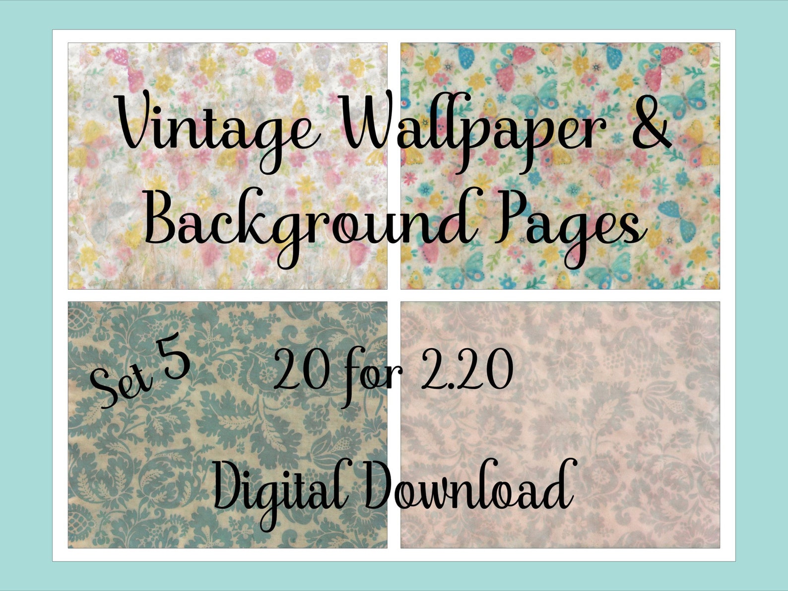Tea Stained Vintage Wallpaper Background Pages Aged Pages | Etsy