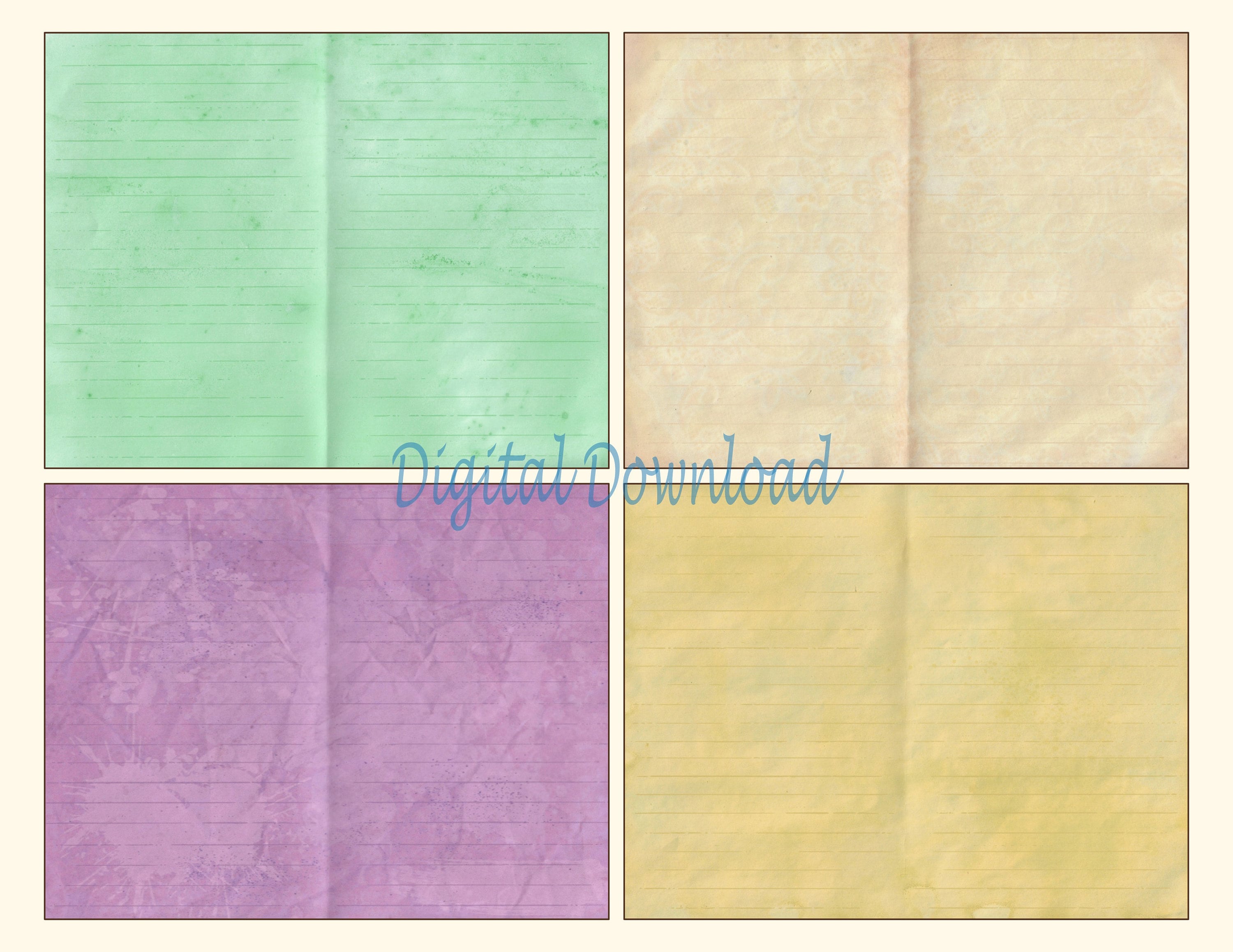 25 Lined Colored Pages, Coffee Stained Lined Paper, Lined Background ...