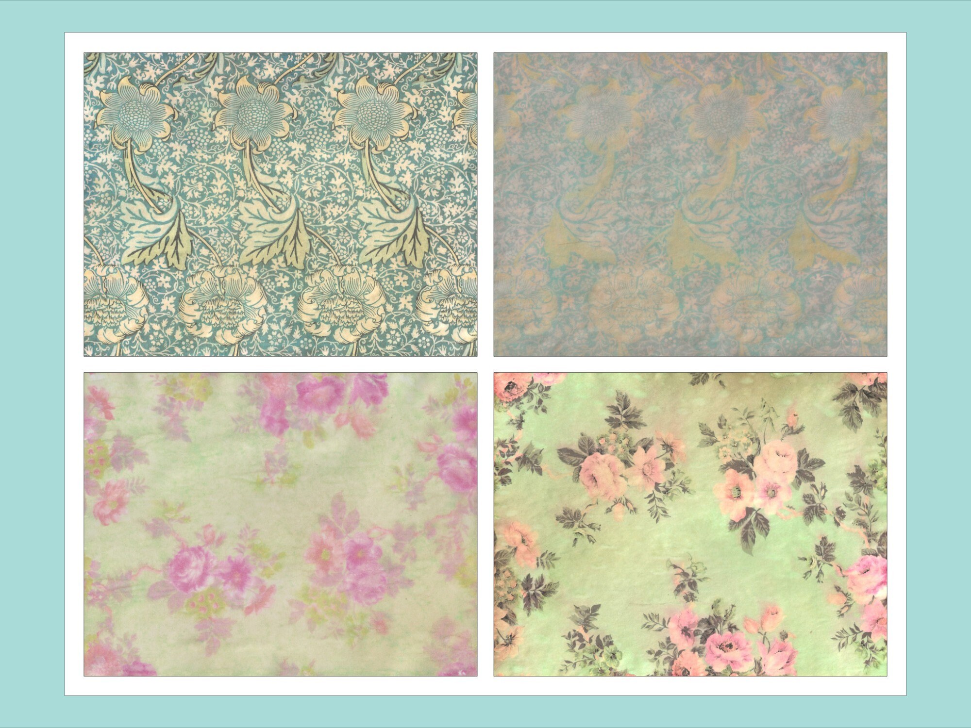 Tea Stained Vintage Floral Wallpaper, Scrapbook Journal Pages (digital ...