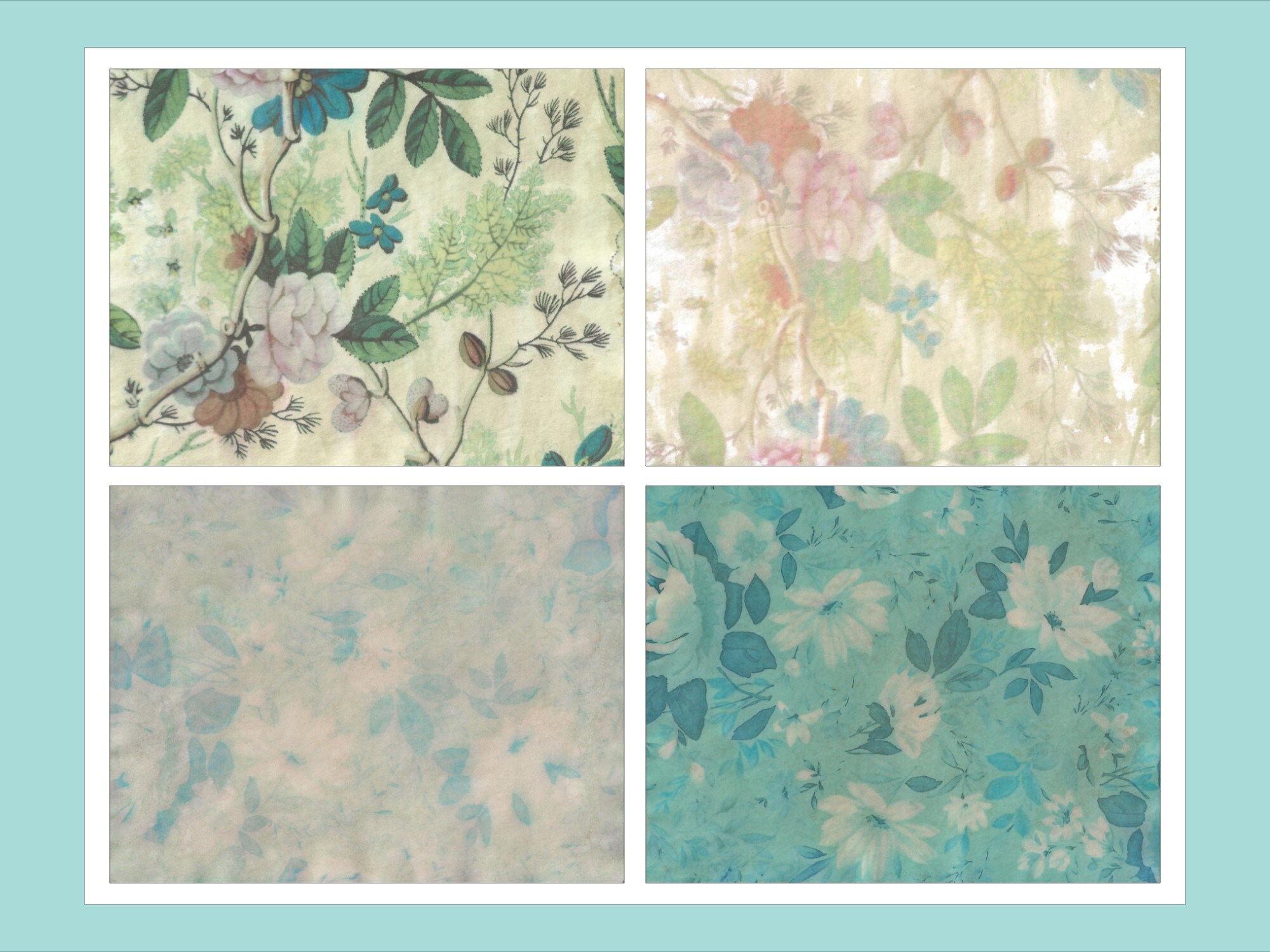 Tea Stained Vintage Floral Wallpaper, Scrapbook Journal Pages (digital ...