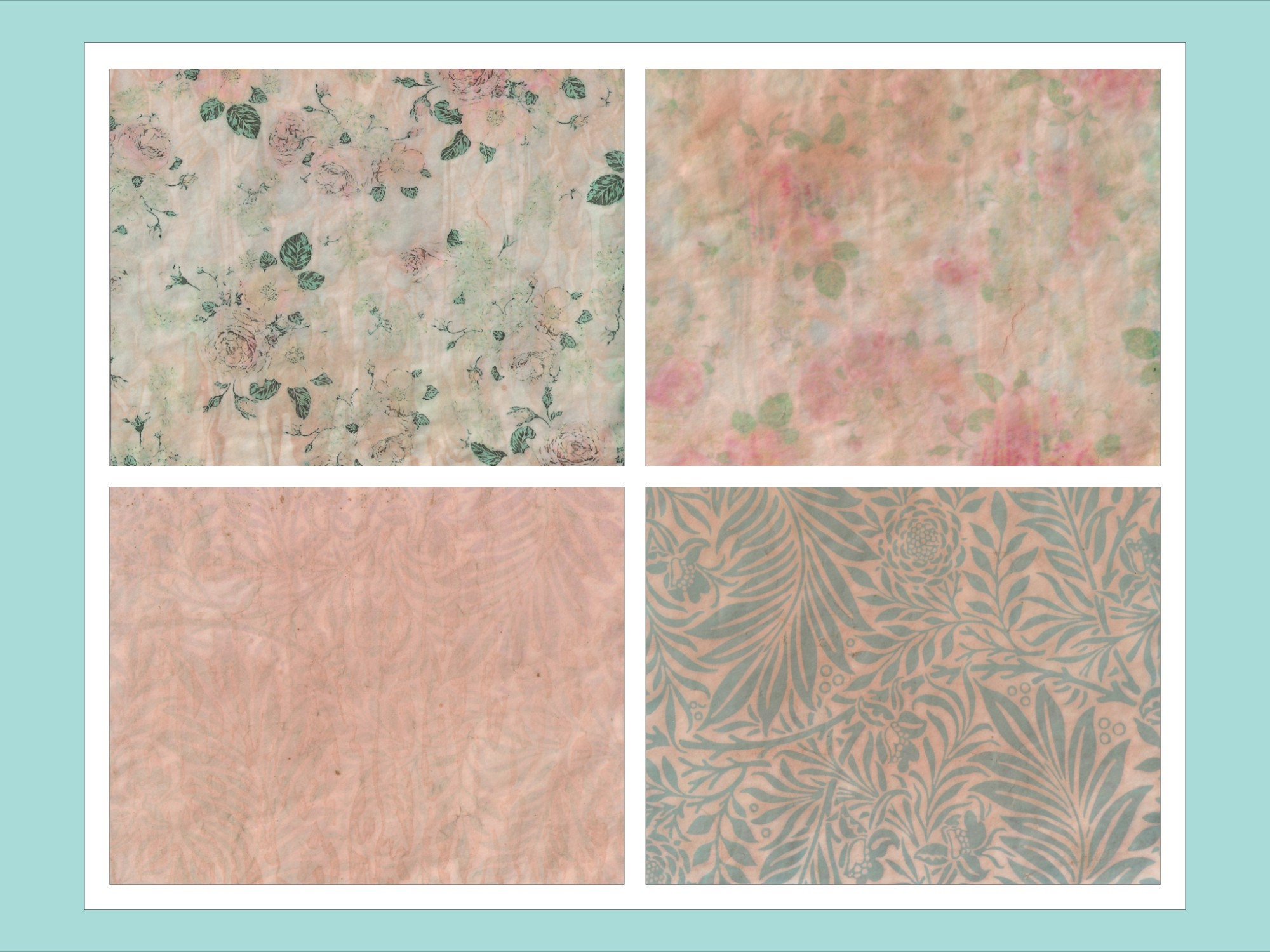 Tea Stained Vintage Floral Wallpaper, Scrapbook Pages (digital Download ...
