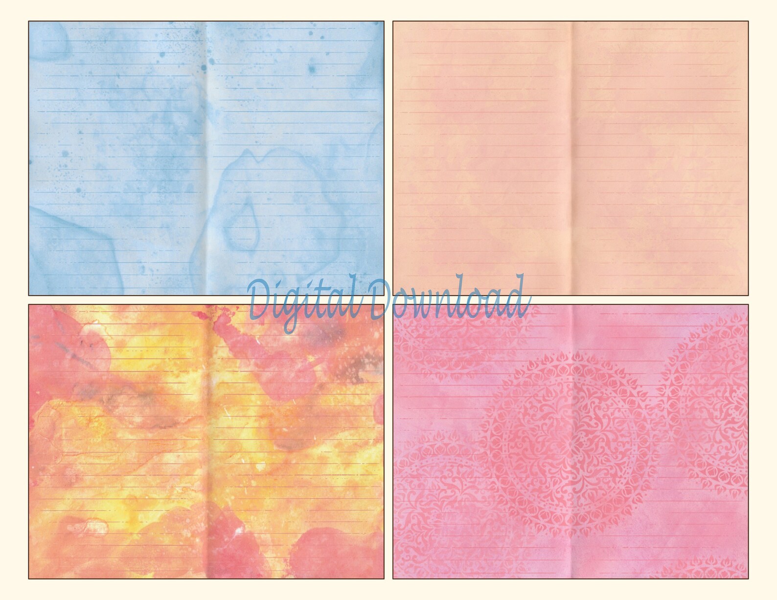 25 Lined Colored Pages, Coffee Stained Lined Paper, Lined Background ...