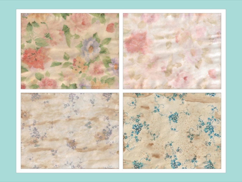 Tea Stained Vintage Floral Wallpaper, Scrapbook Journal Pages (digital ...