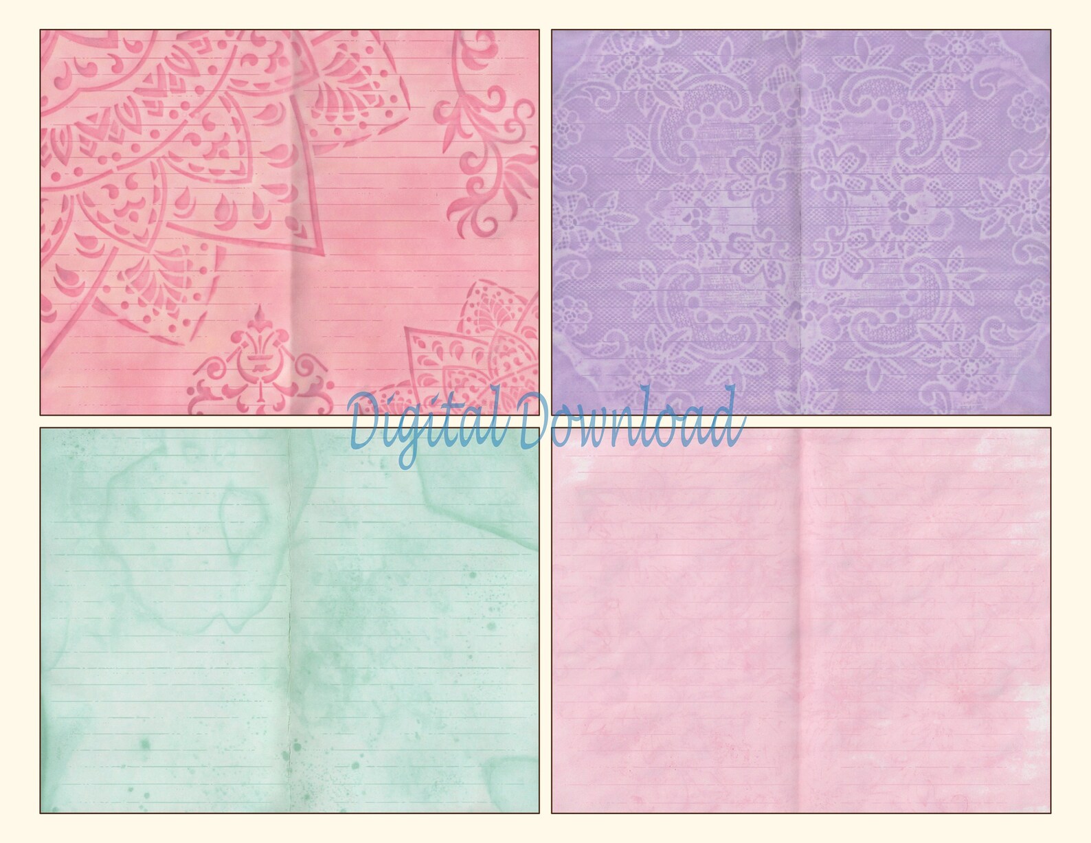 25 Lined Colored Pages, Coffee Stained Lined Paper, Lined Background ...