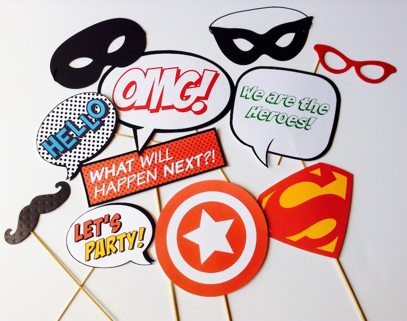 Super Hero Photo Booth Props - Etsy