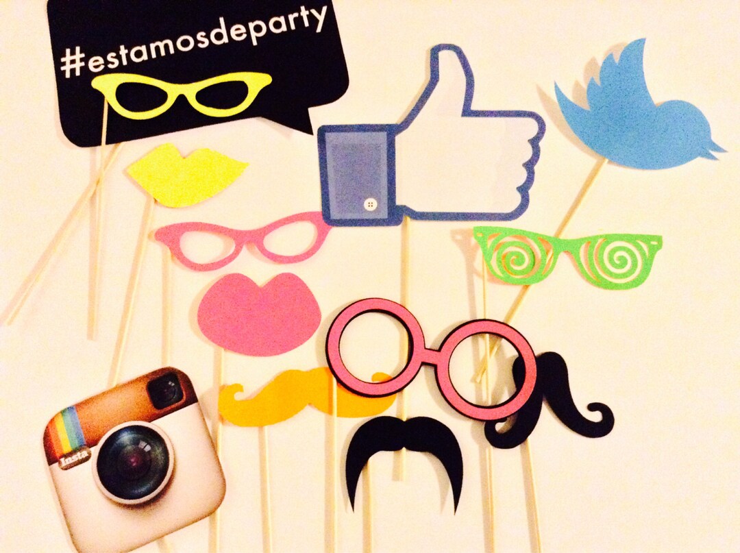 Neon Social Party Photo Props - Etsy