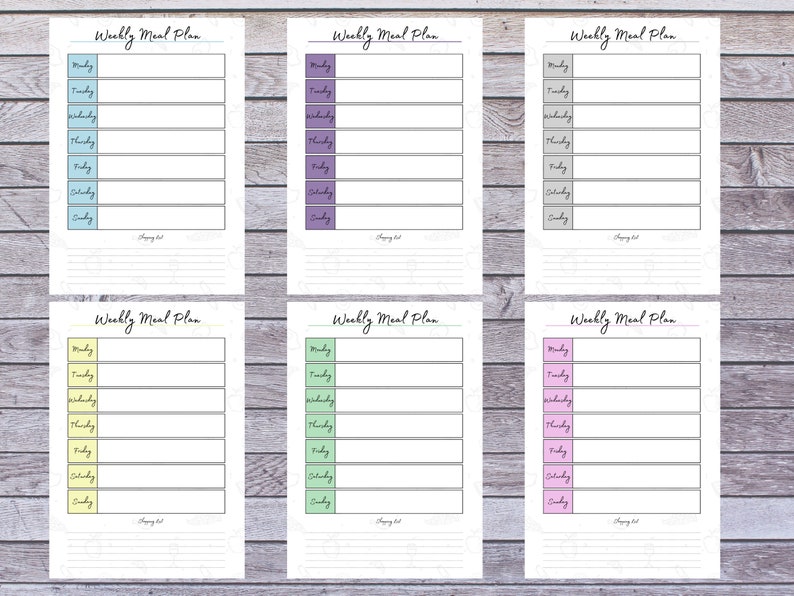 Printable Weekly Food Plan / Simple Food Tracking Sheet / With Shopping ...