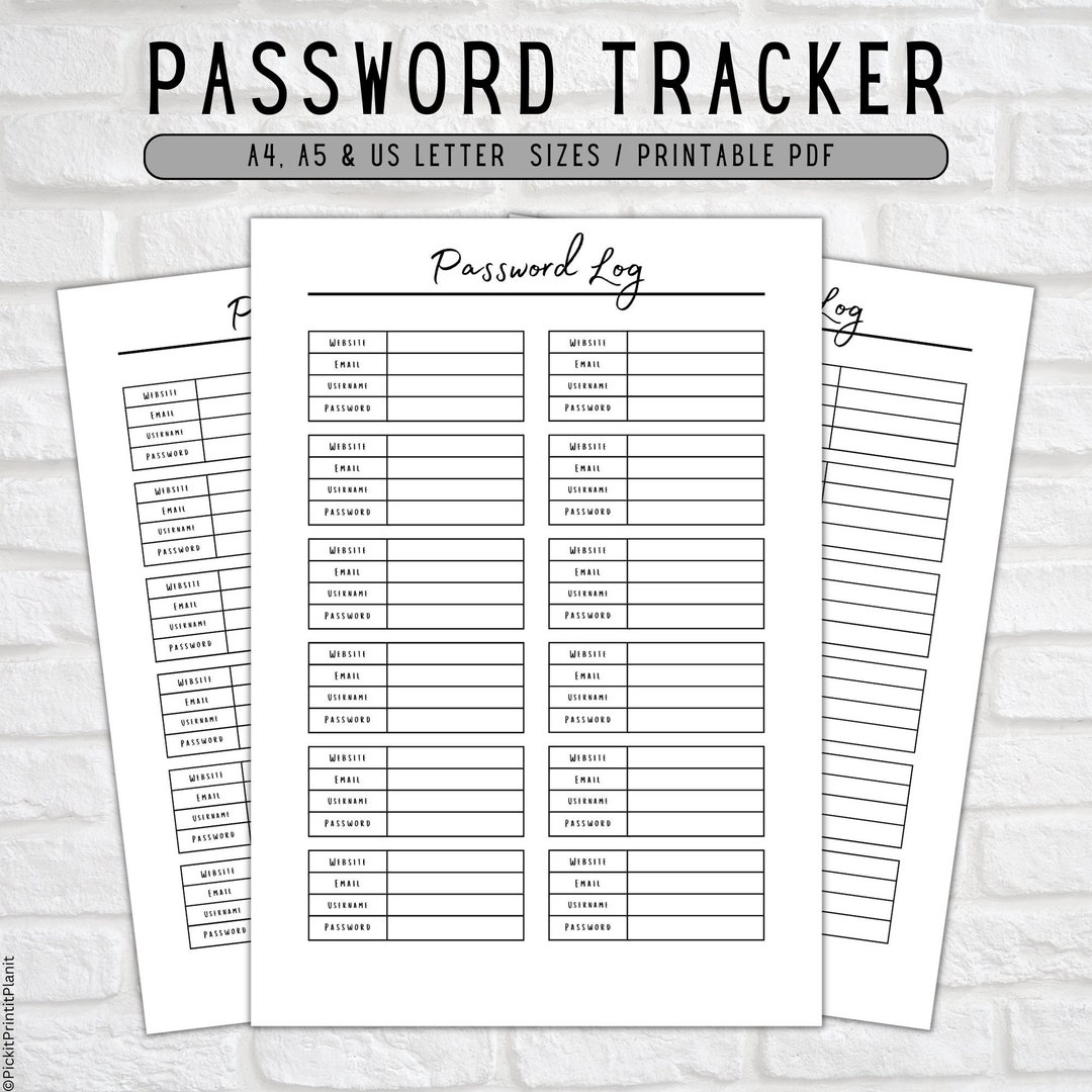 Printable Password Tracker / Password Management Sheet / Password ...