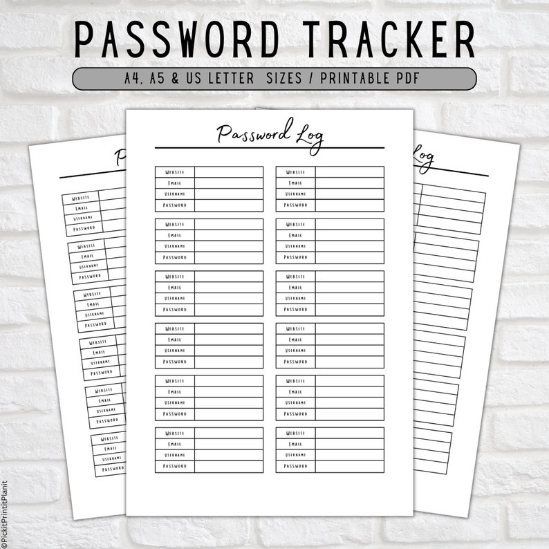 Printable Password Tracker / Password Management Sheet / Password ...
