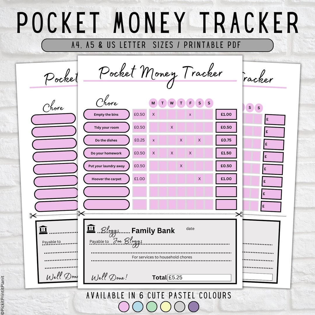 Printable Kids Chore & Allowance Chart – Editable Weekly Chore Tracker ...