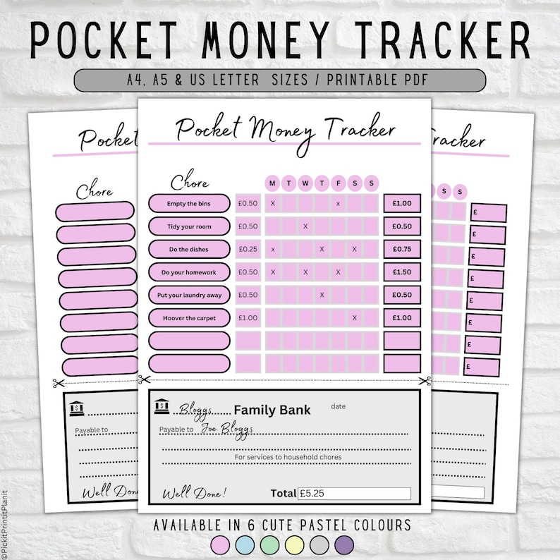 Printable Kids Chore & Allowance Chart – Editable Weekly Chore Tracker ...