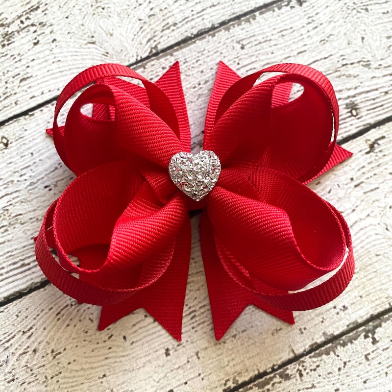 Red Hearts Hair Bow - Etsy