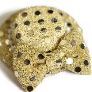 Gold Mini Hat Headband Sparkly Mini Hat Clip With Bow - Etsy