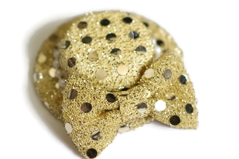 Gold Mini Hat Headband Sparkly Mini Hat Clip with Bow | Etsy